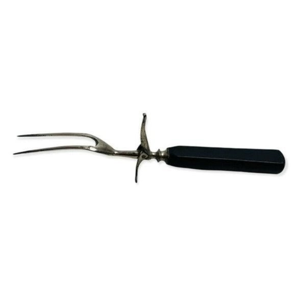 Tine- | Kitchen | Vintage Two Prong Serving Meat Fork With Stand Antler ...